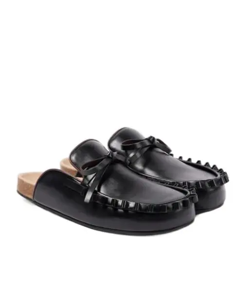 J.W.ANDERSON Ruffled Leather Mules - Black