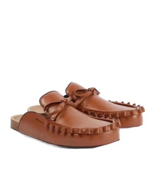 J.W.ANDERSON Ruffled Leather Mules - Brown