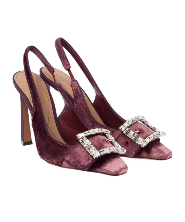 Dolce & Gabbana Embellished Velvet Slingback Pumps - Multicolor