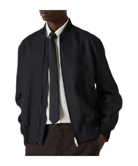 LARDINI Linen Bomber Jacket