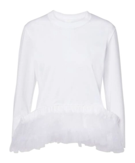 Comme Des Garçons Tulle-trimmed Cotton Jersey Top - White
