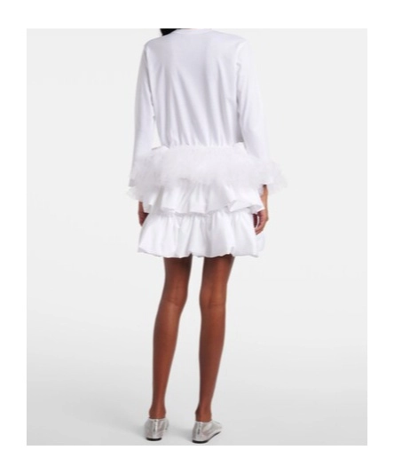 Comme Des Garçons Cotton Jersey Tulle Trimmed Top