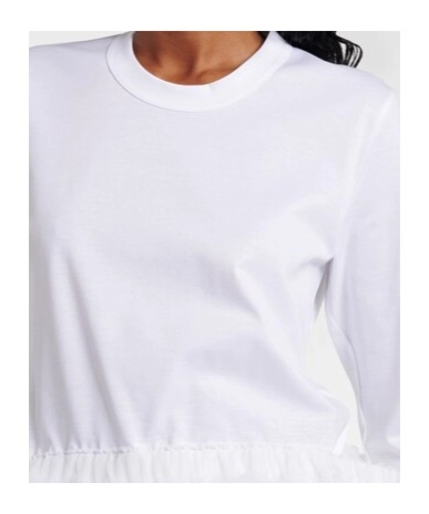 Comme Des Garçons Cotton Jersey Tulle Trimmed Top