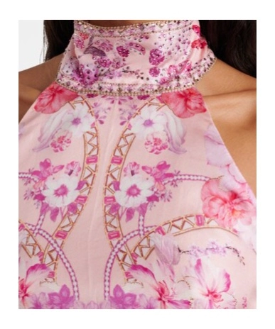 Camilla Floral Embellished Silk Halterneck Top