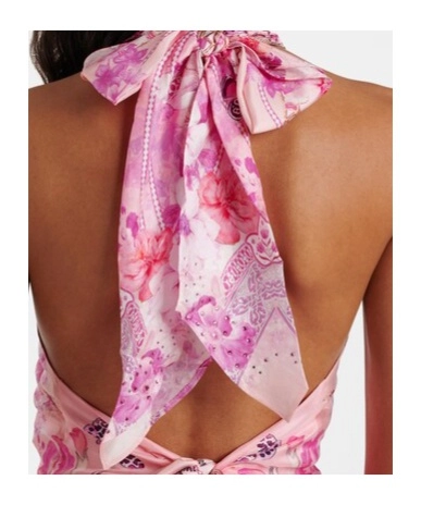 Camilla Floral Embellished Silk Halterneck Top