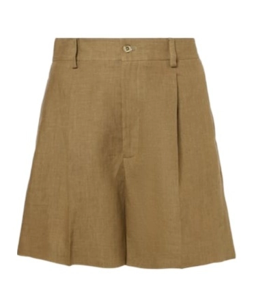 Ralph Lauren Tracy Pleated Linen Shorts - Brown