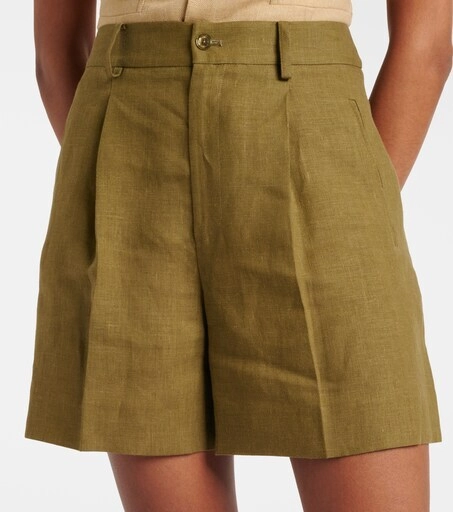Ralph Lauren Tracy Pleated Linen Shorts