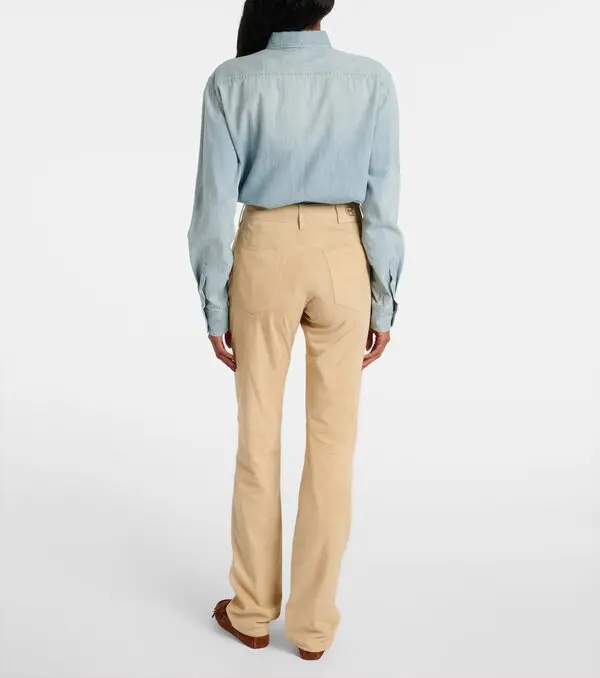 Ralph Lauren Scottie Low-rise Leather Straight Pants
