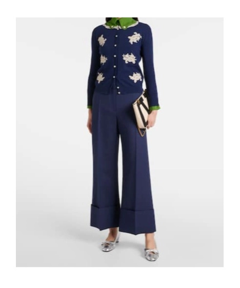 Valentino Garavani Lace-trimmed Virgin Wool Cardigan