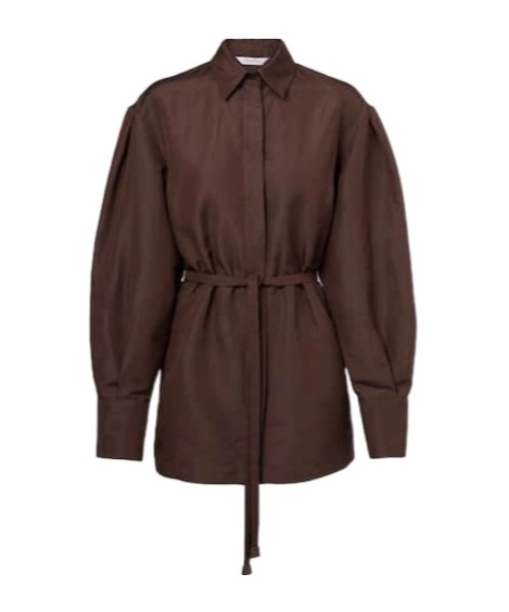 Max Mara Affari Belted Linen And Silk Shirt - Red