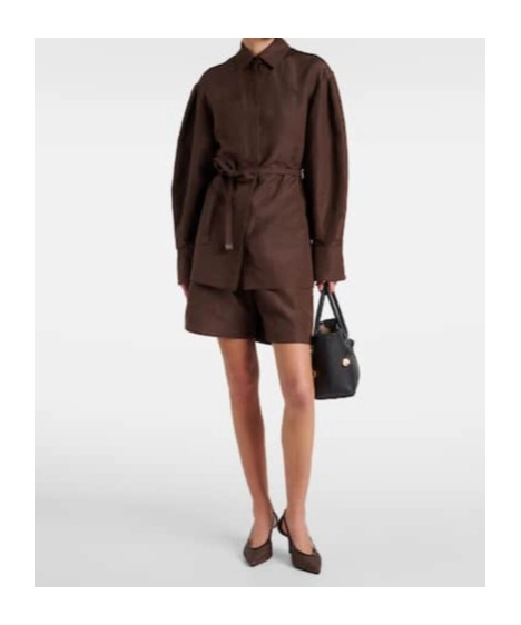 Max Mara Affari Belted Linen And Silk Shirt
