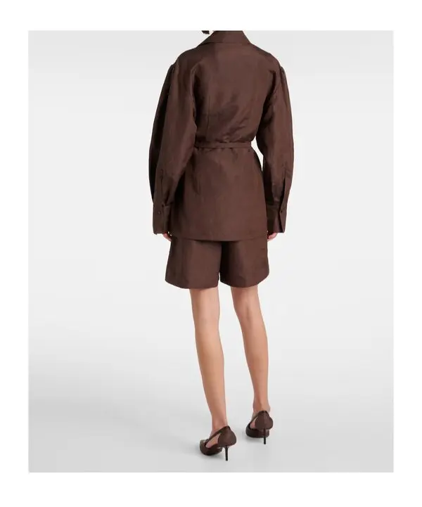 Max Mara Affari Belted Linen And Silk Shirt