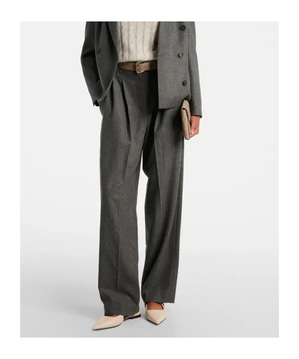Brunello Cucinelli Pleated Wool And Cashmere Wide-leg Pants