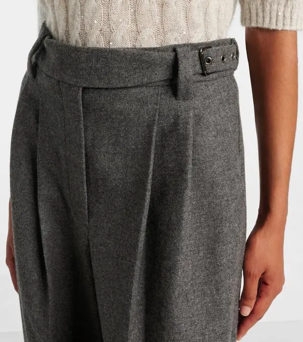Brunello Cucinelli Pleated Wool And Cashmere Wide-leg Pants