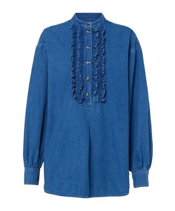 Valentino Garavani Ruffled Denim Shirt - Blue