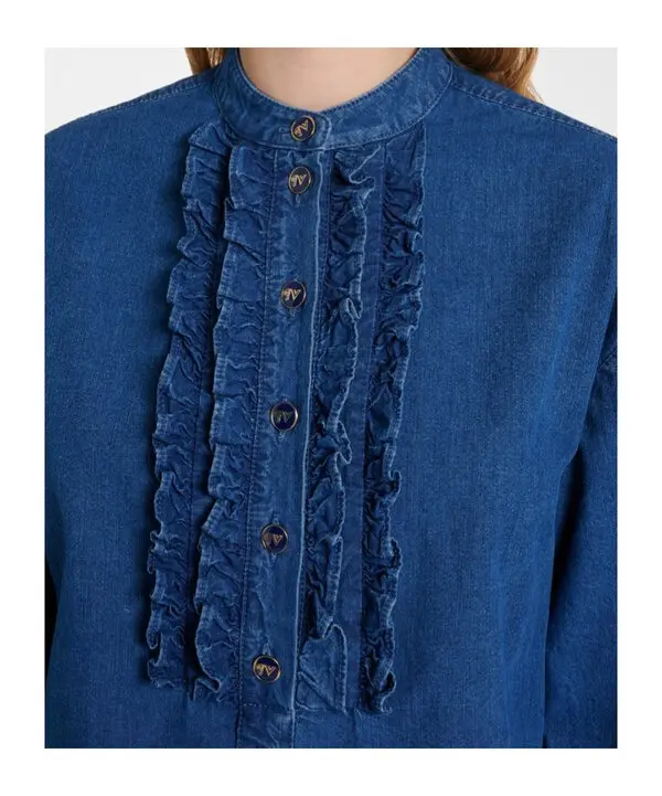 Valentino Garavani Ruffled Denim Shirt