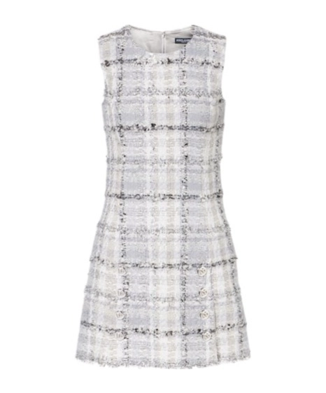 Dolce & Gabbana Checked Lamé Tweed Minidress - White