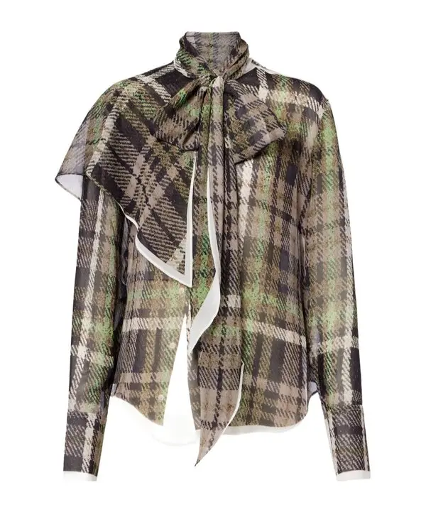 Acne Studios Trompe L'oeil Tie-neck Silk Blouse