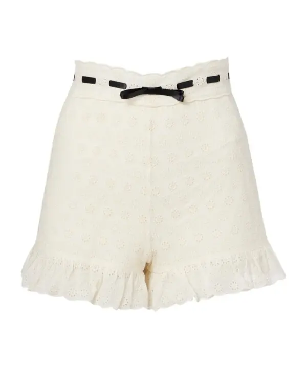 Valentino Garavani Floral Ruffled Cotton Shorts - White