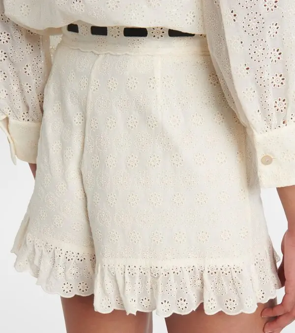 Valentino Garavani Floral Ruffled Cotton Shorts