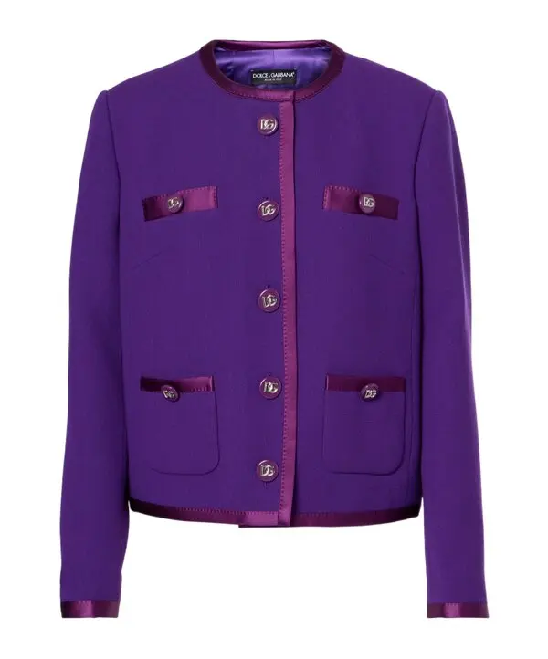 Dolce & Gabbana Dg Satin-trimmed Wool-blend Crêpe Jacket - Purple