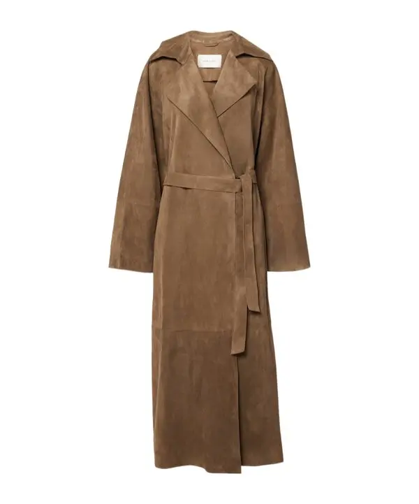 Magda Butrym Suede Wrap Coat - Brown