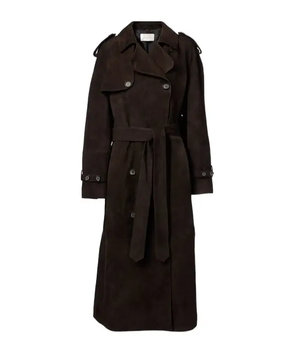 Magda Butrym Double-breasted Suede Trench Coat - Brown