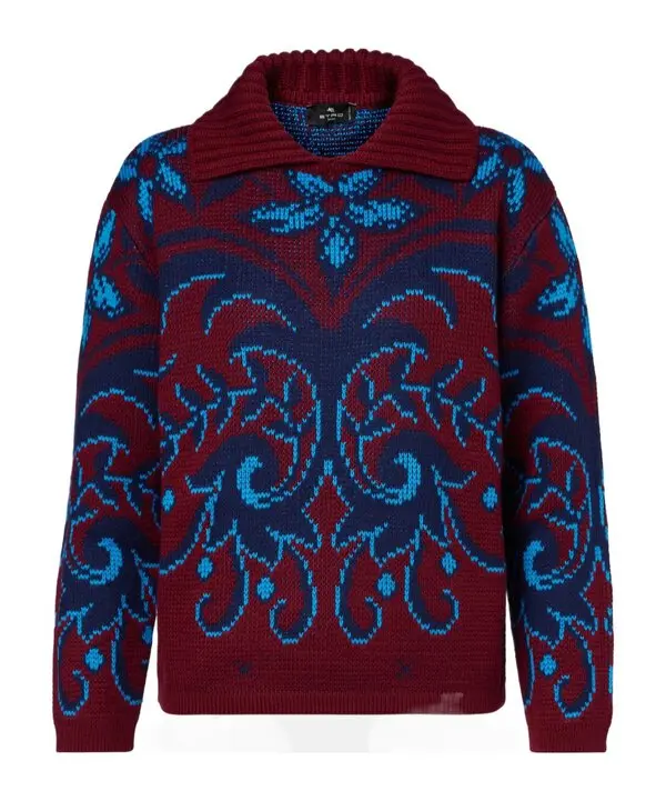Etro Paisley Wool Jacquard Polo Sweater