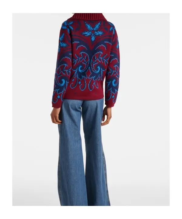 Etro Paisley Wool Jacquard Polo Sweater