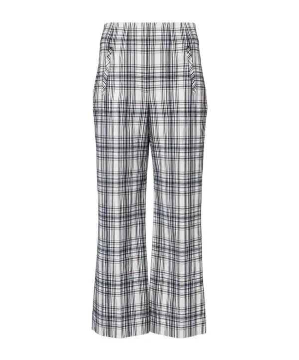 Veronica Beard Dova Plaid Cotton-blend Wide-leg Pants - Gray