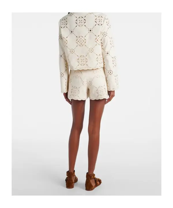 Veronica Beard Adelaide Laser-cut Cropped Cotton Jacket