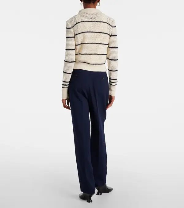 FRAME Striped Open-knit Cardigan