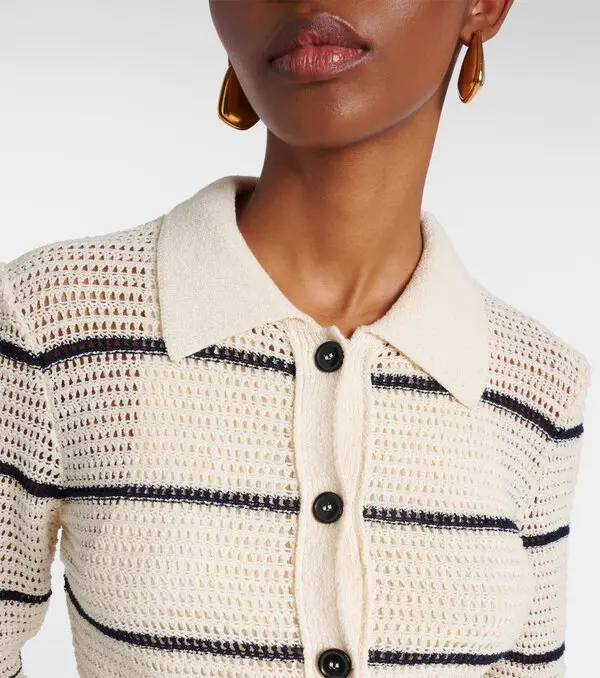FRAME Striped Open-knit Cardigan