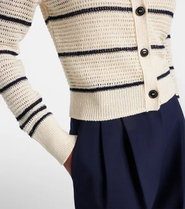 FRAME Striped Open-knit Cardigan