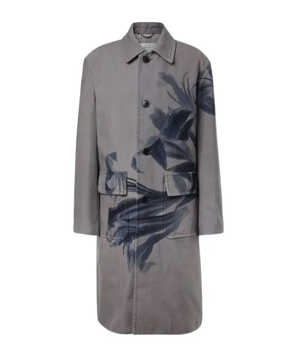 Dries Van Noten Randale Floral Cotton Trench Coat - Grey