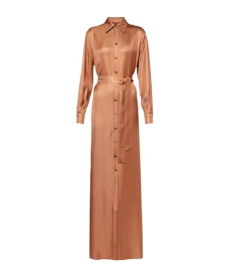 TOM FORD Belted Silk Twill Shirt Dress - Brown