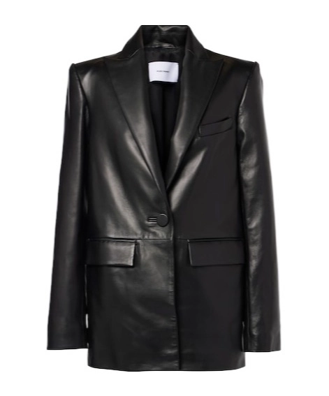Alex Perry Oversized Leather Blazer - Black