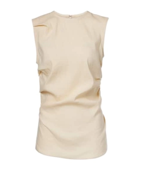Proenza Schouler White Label Anoushka Ruched Linen-blend Top - Nude