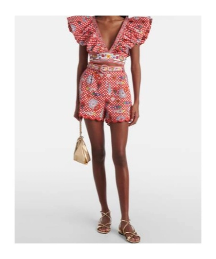 Camilla Printed Ruffled Cotton Top