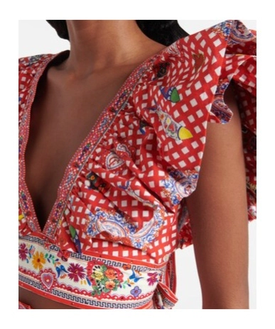 Camilla Printed Ruffled Cotton Top