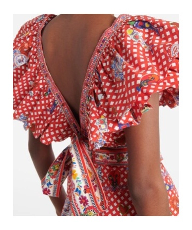Camilla Printed Ruffled Cotton Top