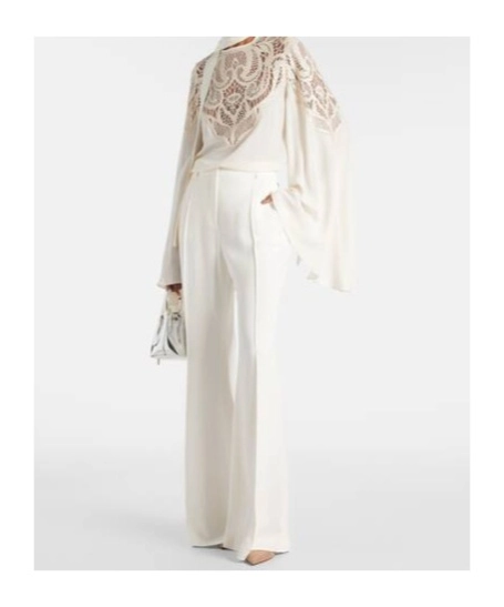 Elie Saab Lace-trimmed Tie-neck Georgette Blouse