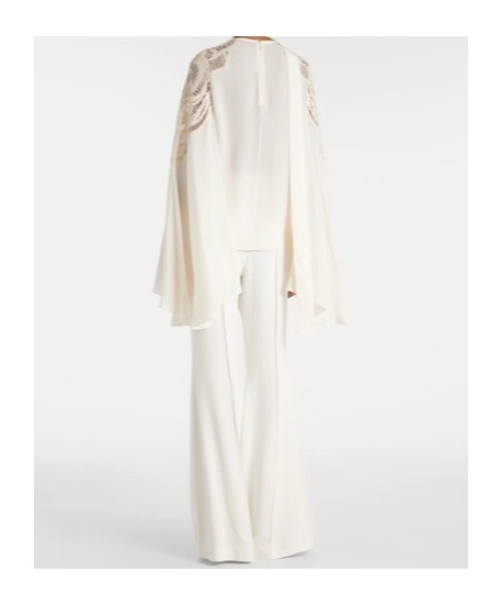Elie Saab Lace-trimmed Tie-neck Georgette Blouse