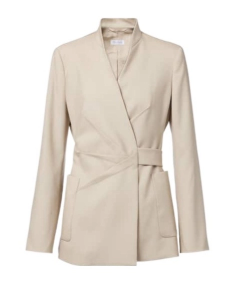 Max Mara Stand-up Collar And Waist-tightening Suit - Nude
