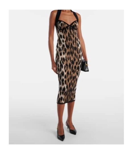 Balmain Animal-printed Halterneck Maxi Dress