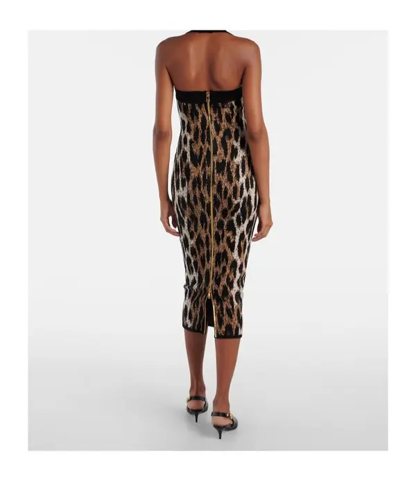 Balmain Animal-printed Halterneck Maxi Dress
