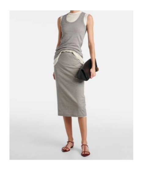 JIL SANDER Layered Jersey Midi Skirt