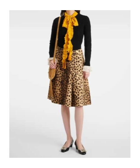Valentino Garavani Leopard-print Wool Midi Skirt