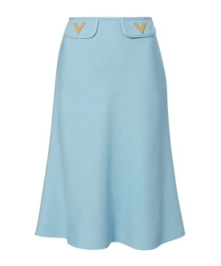 Valentino Garavani Vlogo Canvas Midi Skirt - Blue