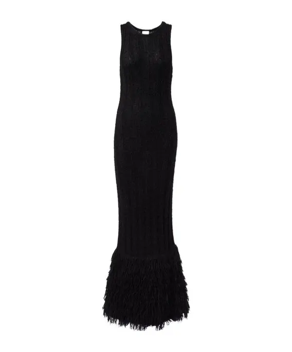 Khaite Fiore Silk And Cashmere Maxi Dress - Black